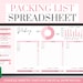 Packing List Spreadsheet Template Editable Packing Checklist - Etsy