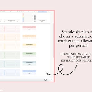Google Sheets Family Chore Chart Template, Allowance Tracker, Digital ...