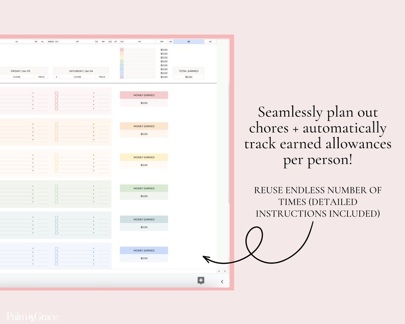 Google Sheets Family Chore Chart Template, Allowance Tracker, Digital ...