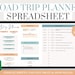 Road Trip Planner Spreadsheet, Road Trip Organizer, Digital Travel ...