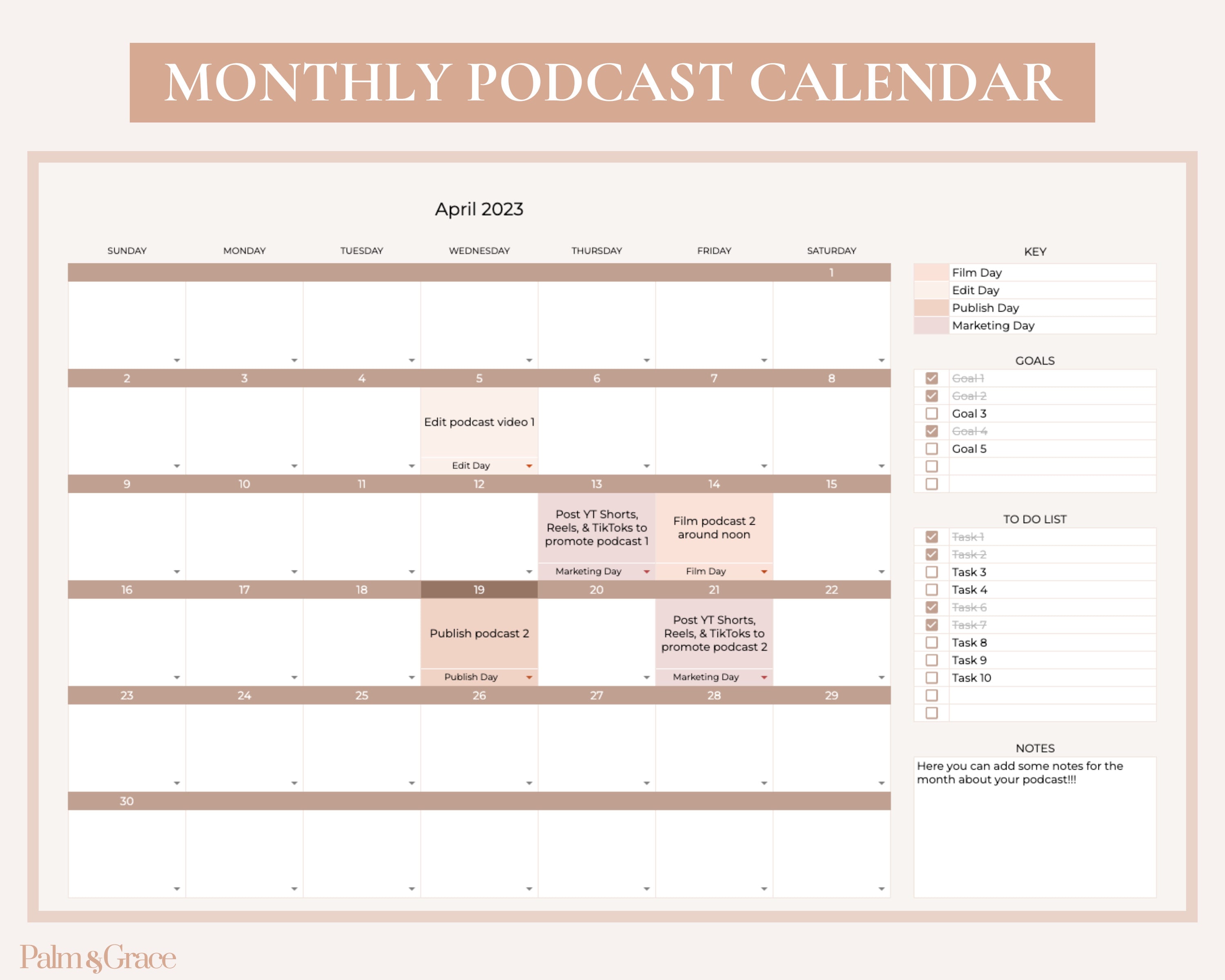 Podcast Planner Template Google Sheets, Digital Content Planner and ...