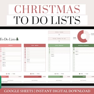 Christmas to Do List Spreadsheet, Digital Christmas Planner, Holiday ...