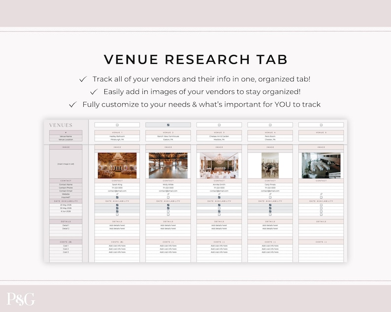 Wedding Venue Spreadsheet Template, Wedding Venue Comparison, Wedding ...