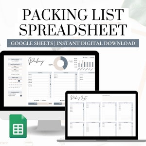 Google Sheets Editable Packing List Packing Checklist Travel - Etsy