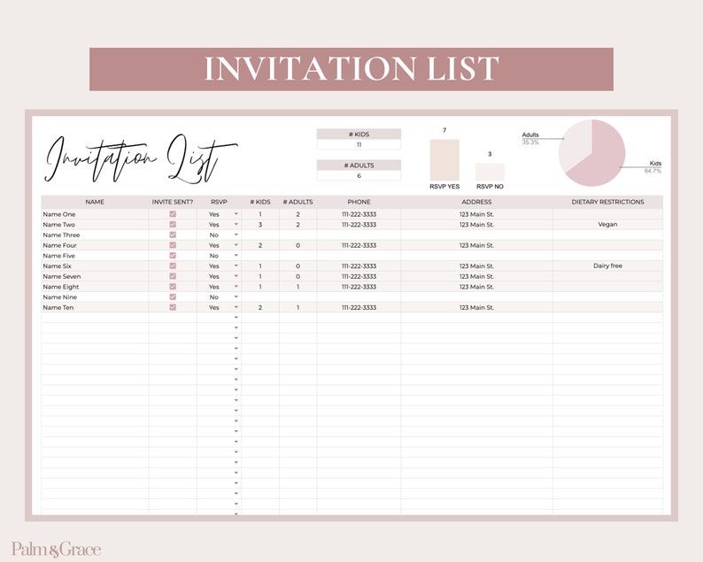 Digital Party Planner Spreadsheet, Google Sheets Birthday Party Planner ...