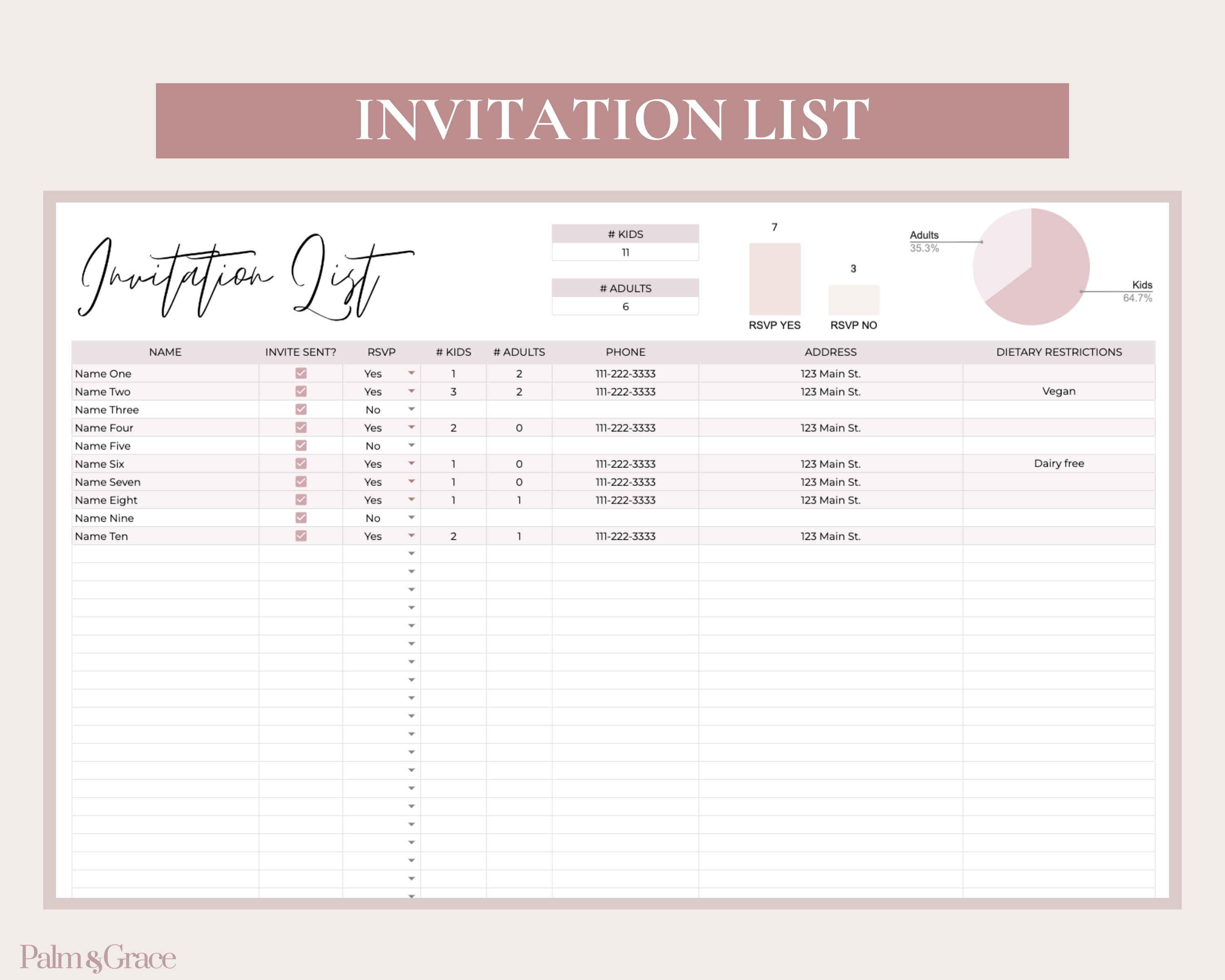 Digital Party Planner Spreadsheet Google Sheets Birthday - Etsy