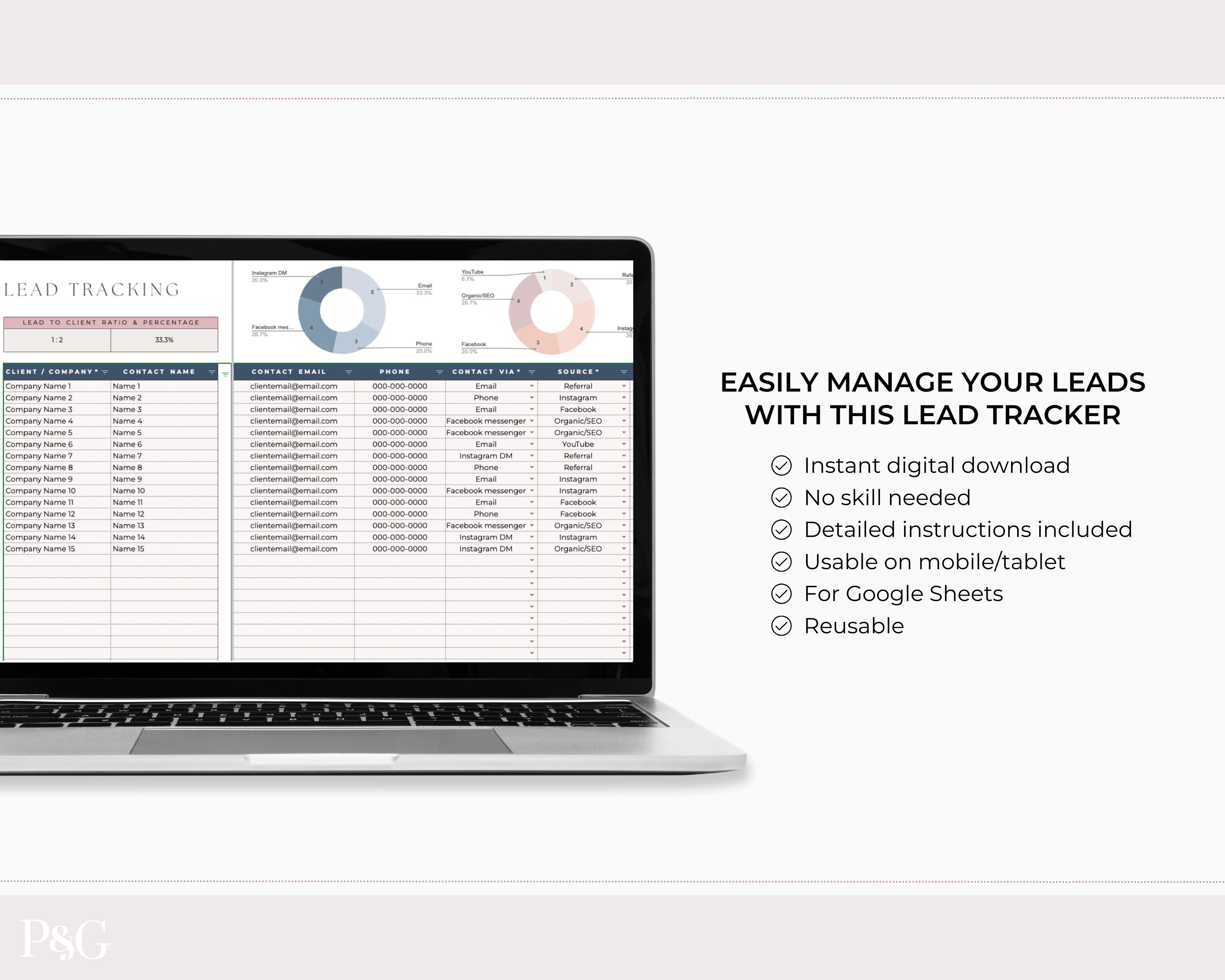 Lead Tracker Google Sheets Template, Client and Lead Management ...