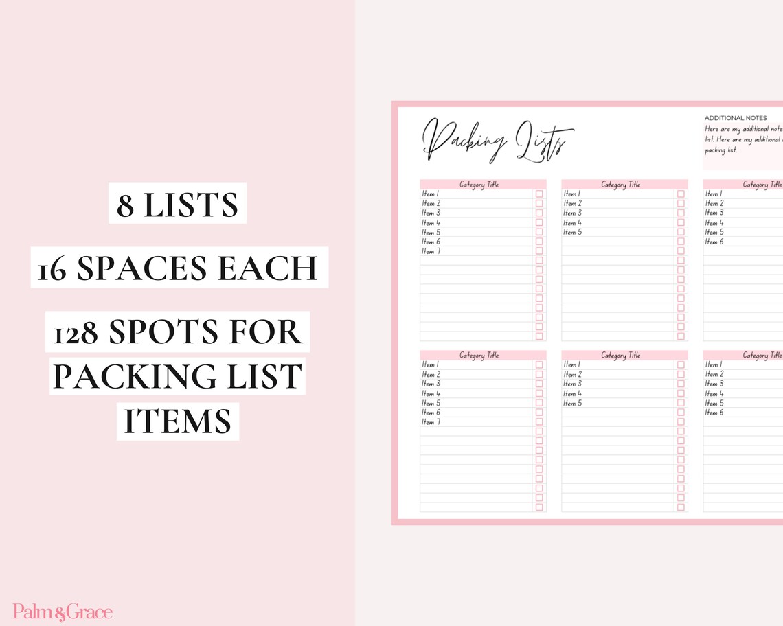 EDITABLE Packing List Template Digital Packing List Google - Etsy