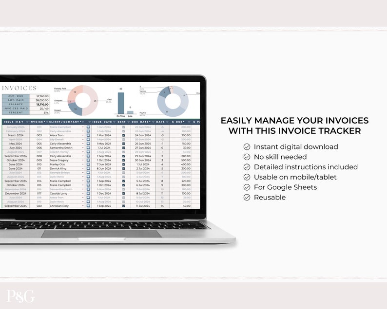 Invoice Tracker for Google Sheets, Invoice Tracker Template Spreadsheet ...