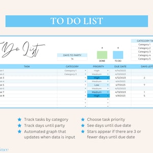 Digital Party Planning Spreadsheet, Google Sheets Birthday Party ...