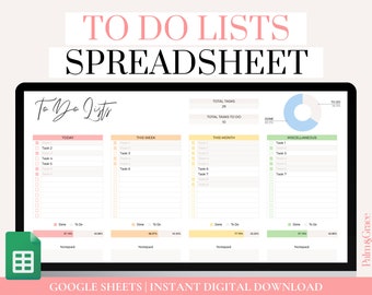 Digital to Do List Google Sheets, to Do List Spreadsheet Template, Task ...
