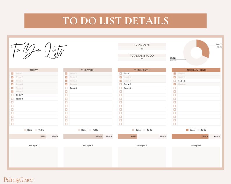 Digital to Do List Template, Editable to Do List Google Sheets, Task ...