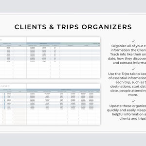 Travel Agent Planner, Travel Agent Spreadsheet Template, Digital Trip ...