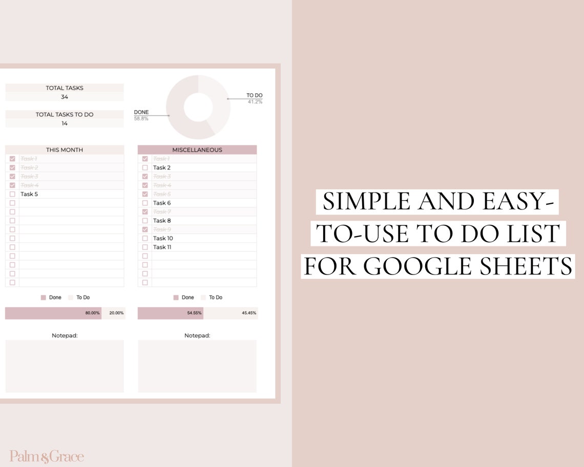 Google Sheets to Do List Template, Minimal to Do List Digital, Neutral ...
