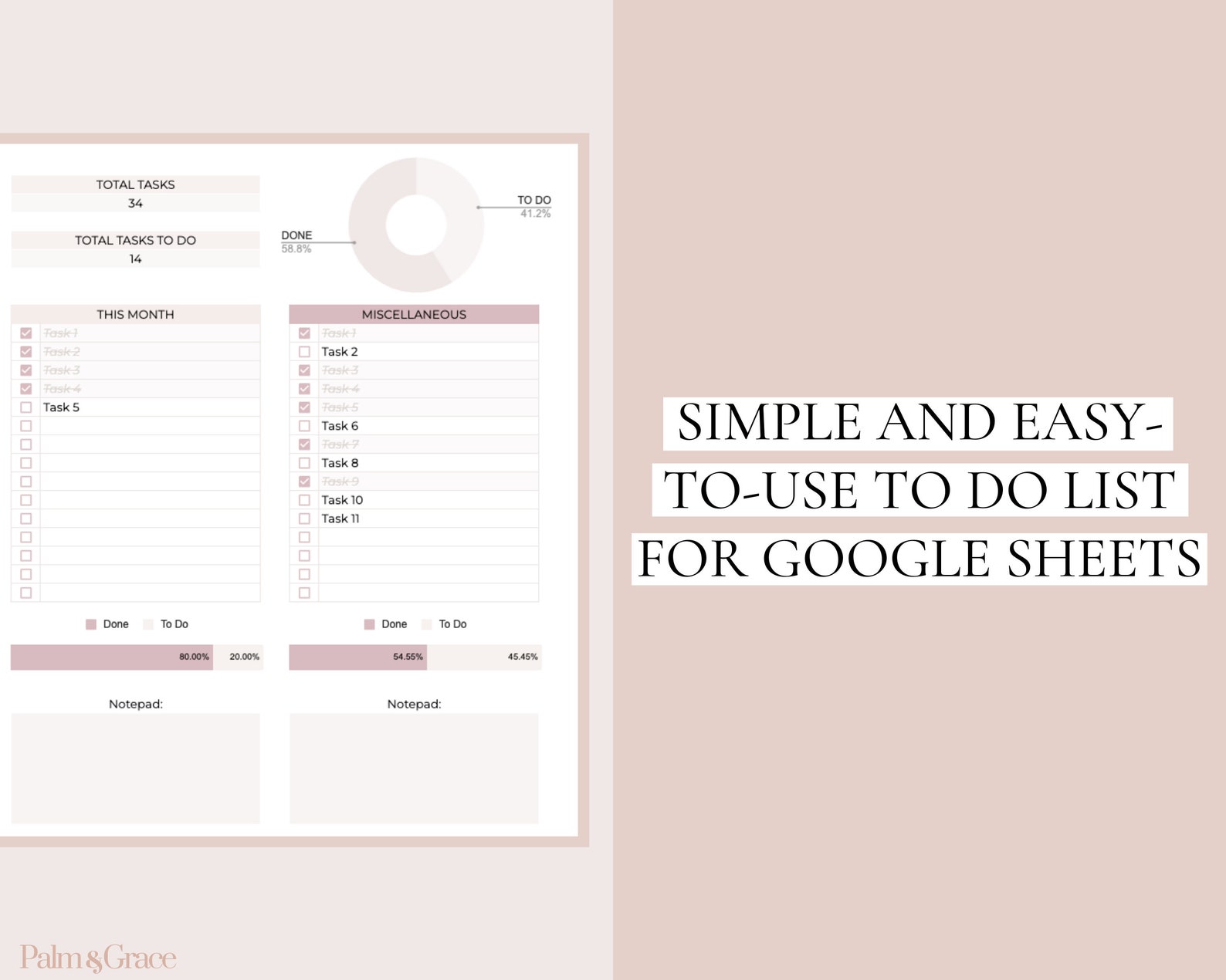 Google Sheets to Do List Template, Minimal to Do List Digital, Neutral ...