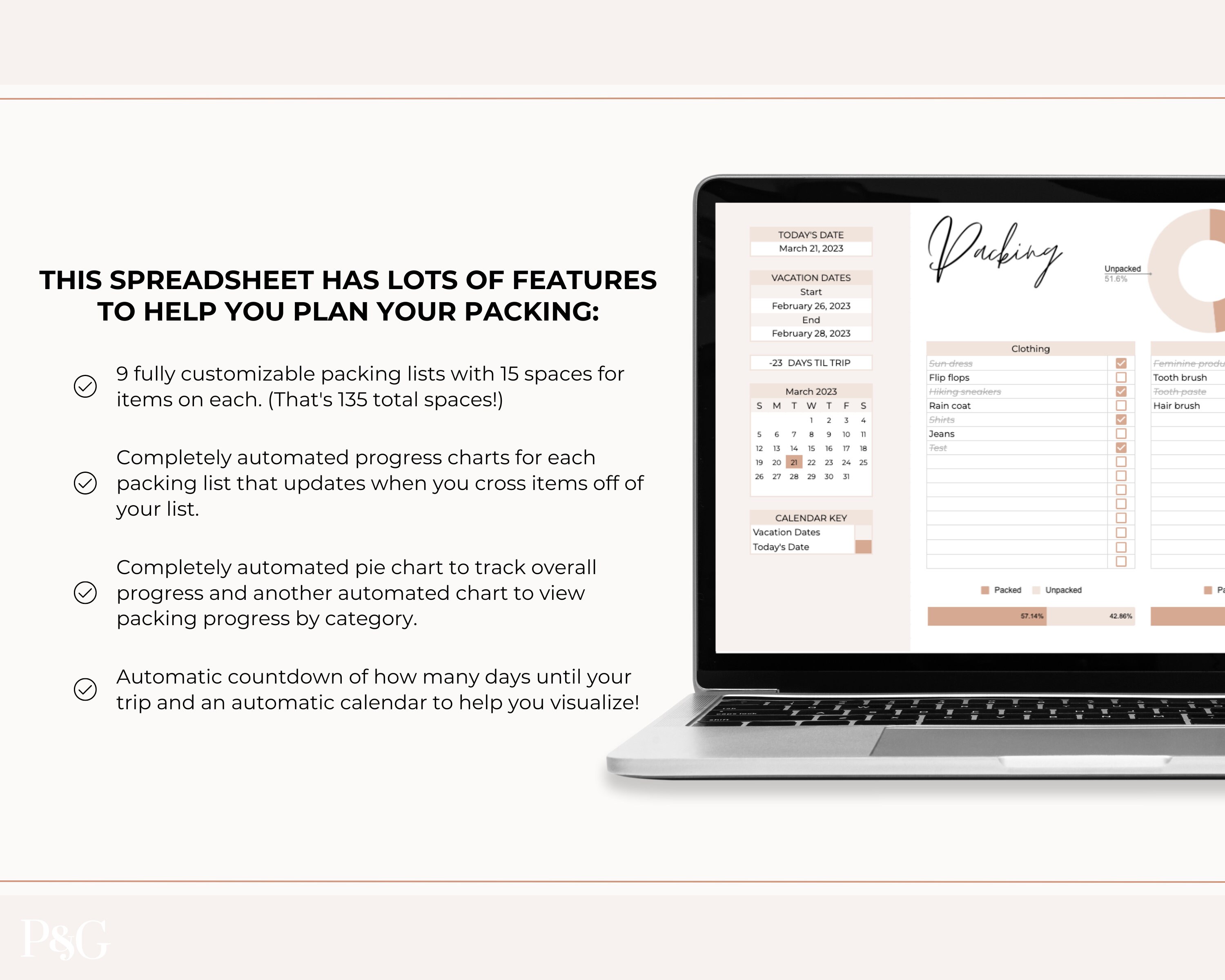 Packing List Spreadsheet Template, Editable Packing Checklist, Vacation ...