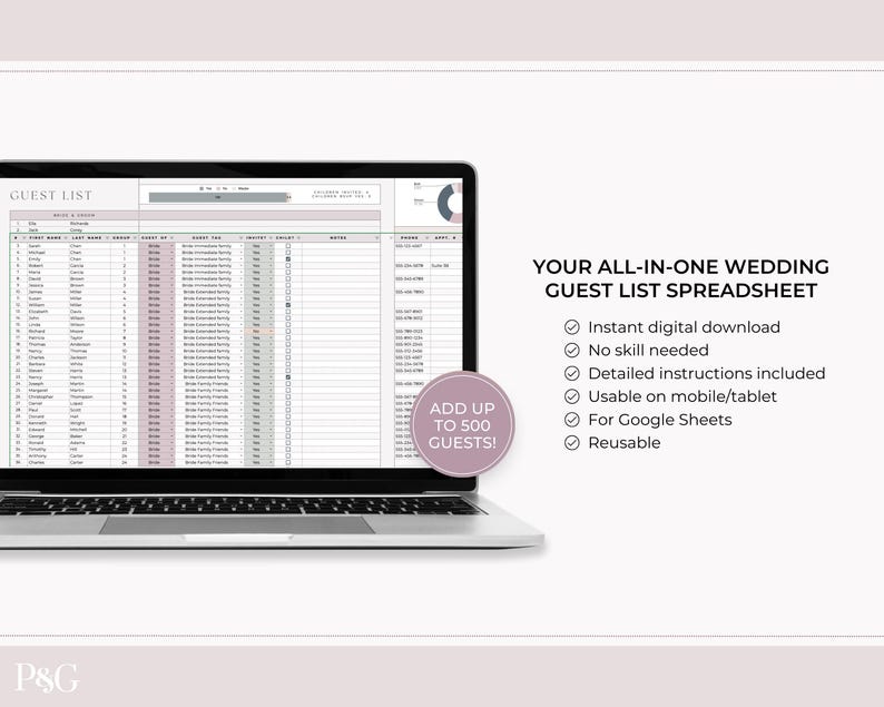 Google Sheets Wedding Guest List Spreadsheet, Wedding Guest List ...