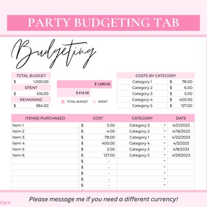 Birthday Party Planner Google Sheets, Digital Party Plan, Birthday ...