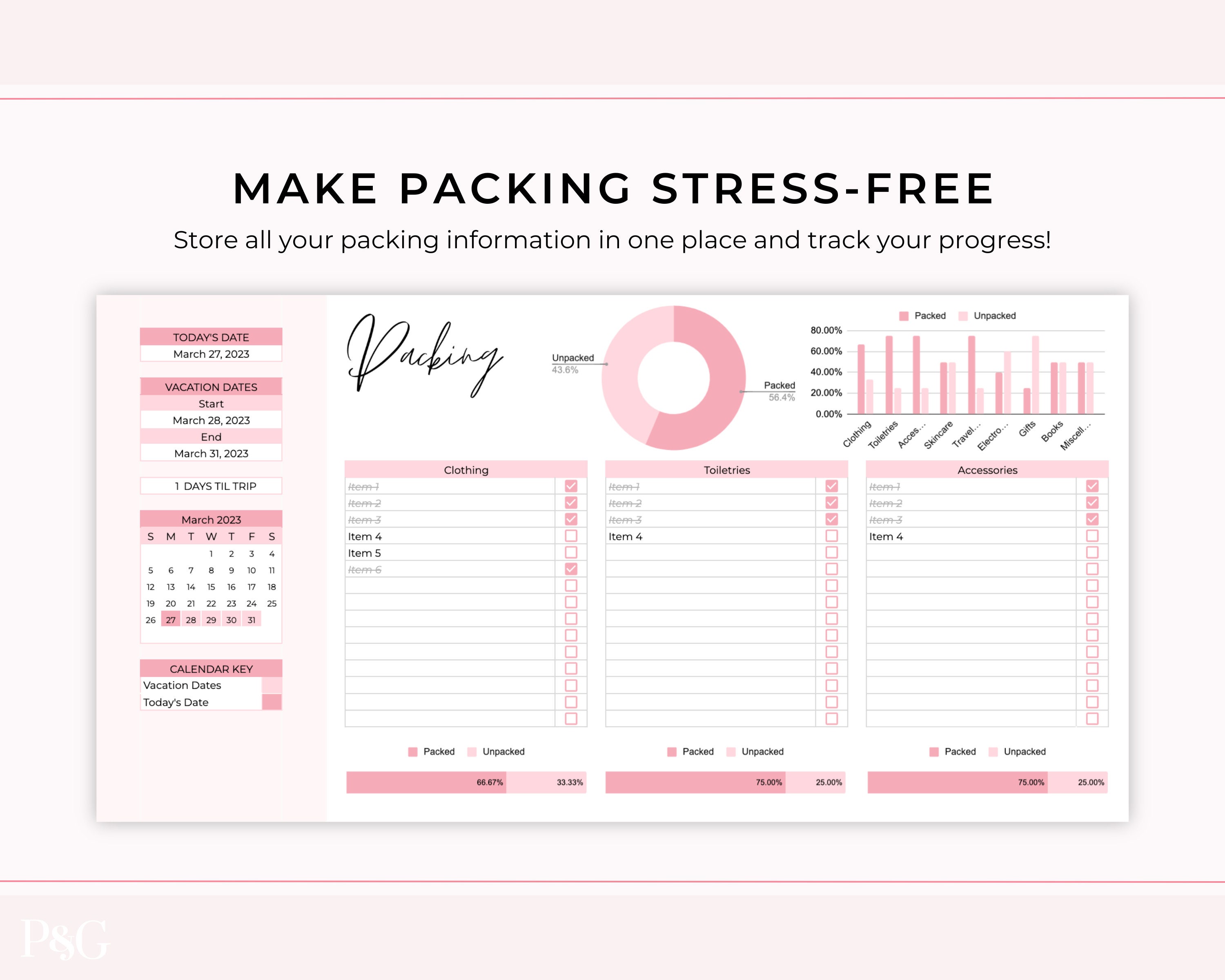 Packing List Spreadsheet Template, Editable Packing Checklist, Vacation ...
