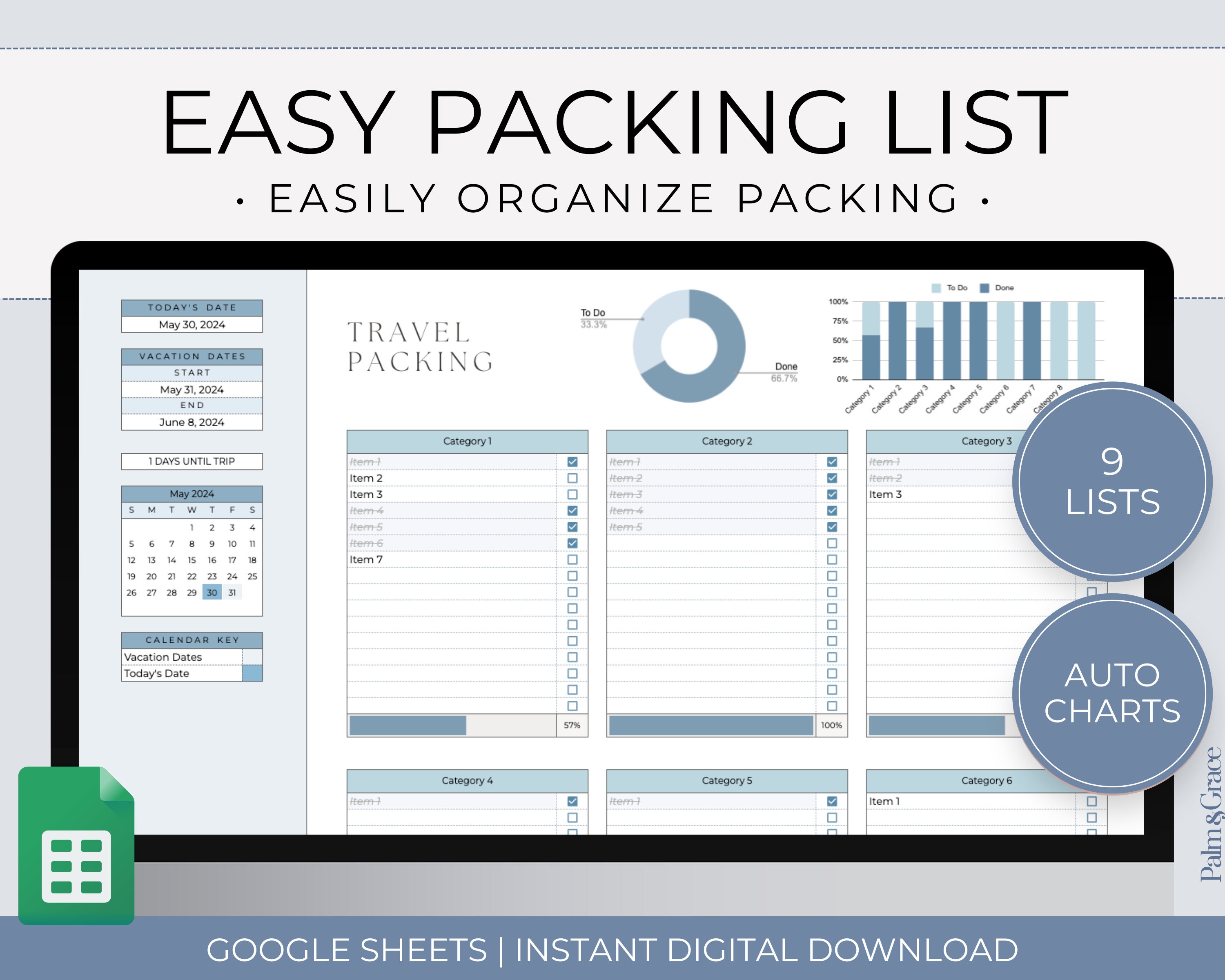 Google Sheets Packing List Template, Editable Packing List, Google ...