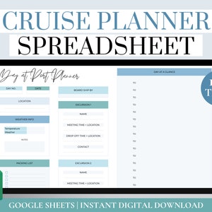 Cruise Planner Spreadsheet, Cruise Packing List, Cruise Itinerary ...