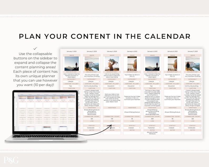 Google Sheets Content Calendar Spreadsheet, Social Media Content ...