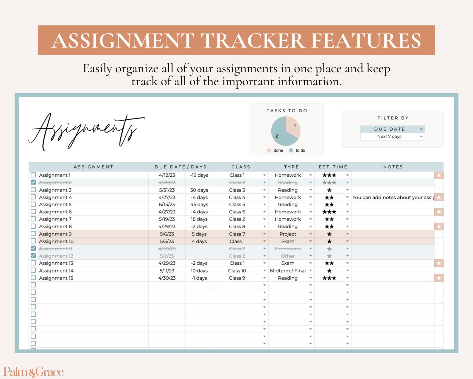 Assignment Tracker Spreadsheet, Google Sheets Assignment Tracker ...