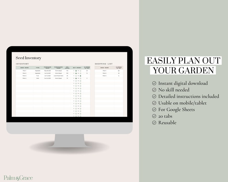 Garden Planner and Log Spreadsheet Gardening Planner Google - Etsy