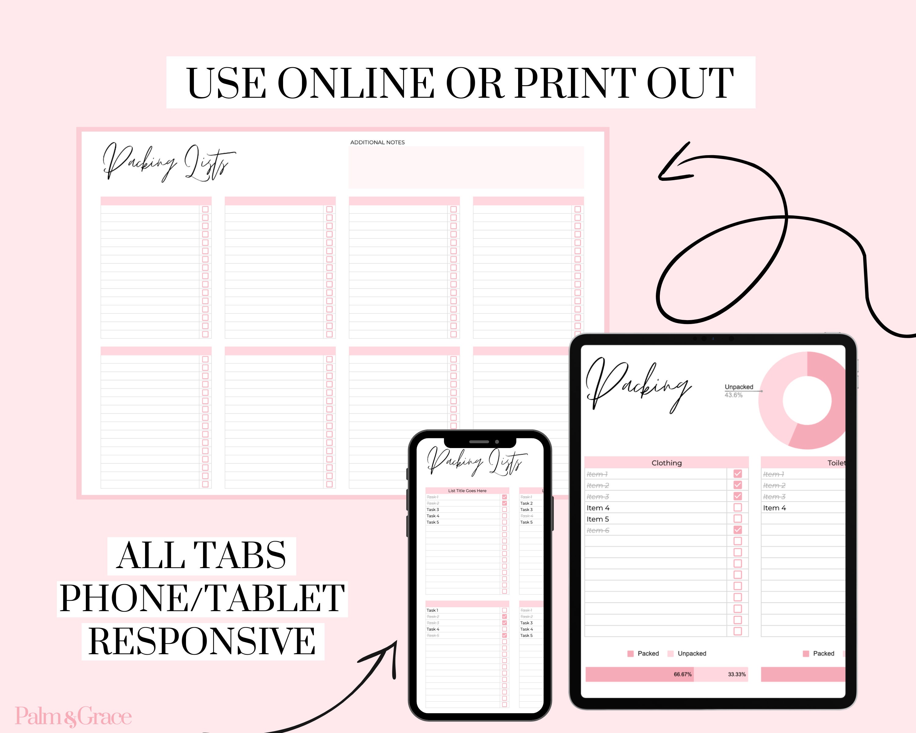 Packing List Spreadsheet Template, Editable Packing Checklist, Google ...