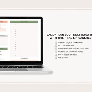 Road Trip Planner Spreadsheet, Digital Family Vacation Travel Planner ...