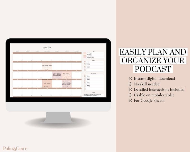 Podcast Planner Template Google Sheets Digital Content - Etsy