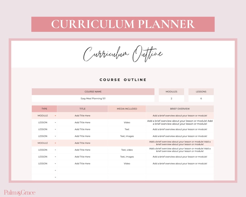 Online Course Planner, Digital Course Planning Template for Content ...