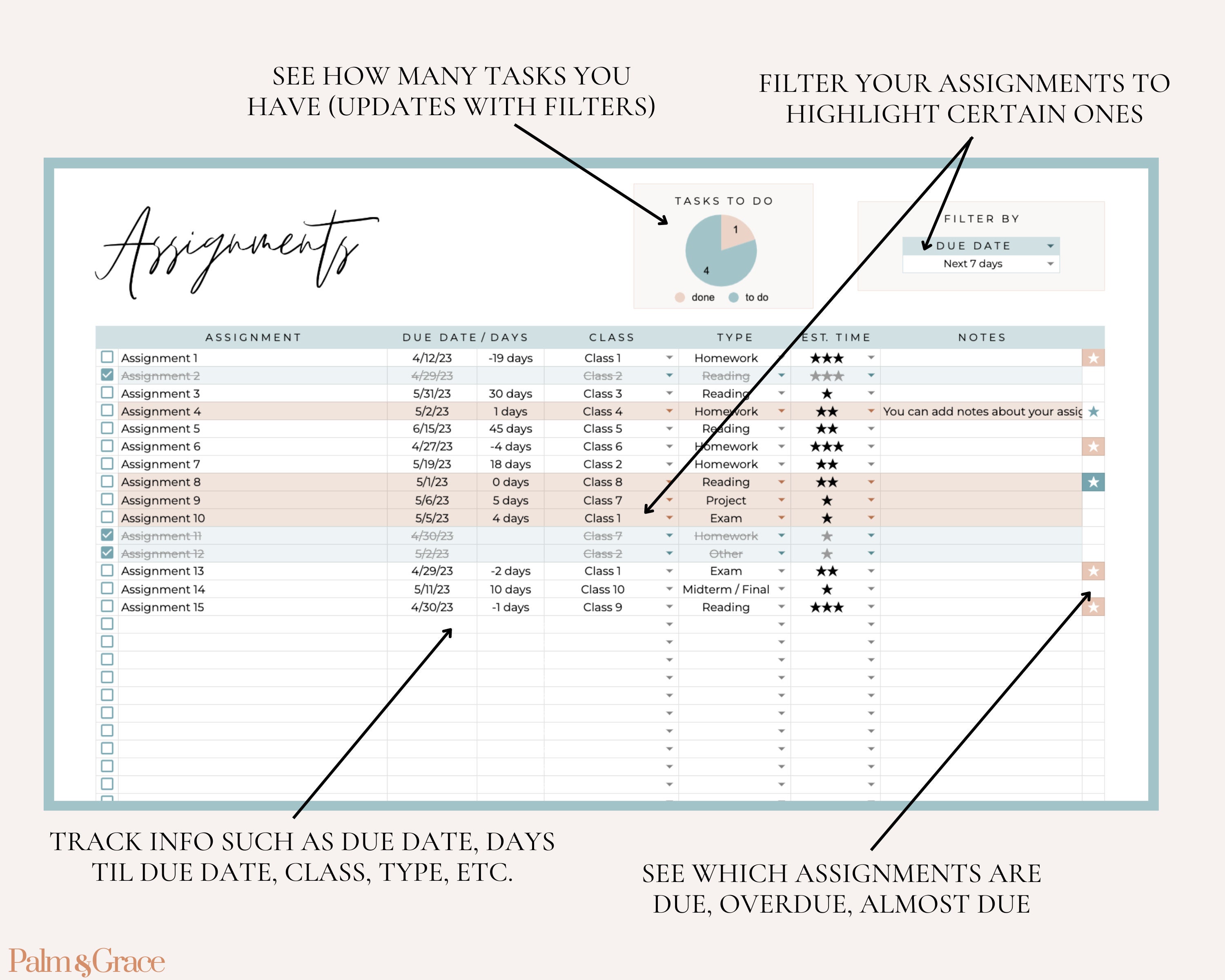 Assignment Tracker Spreadsheet, Google Sheets Assignment Tracker ...