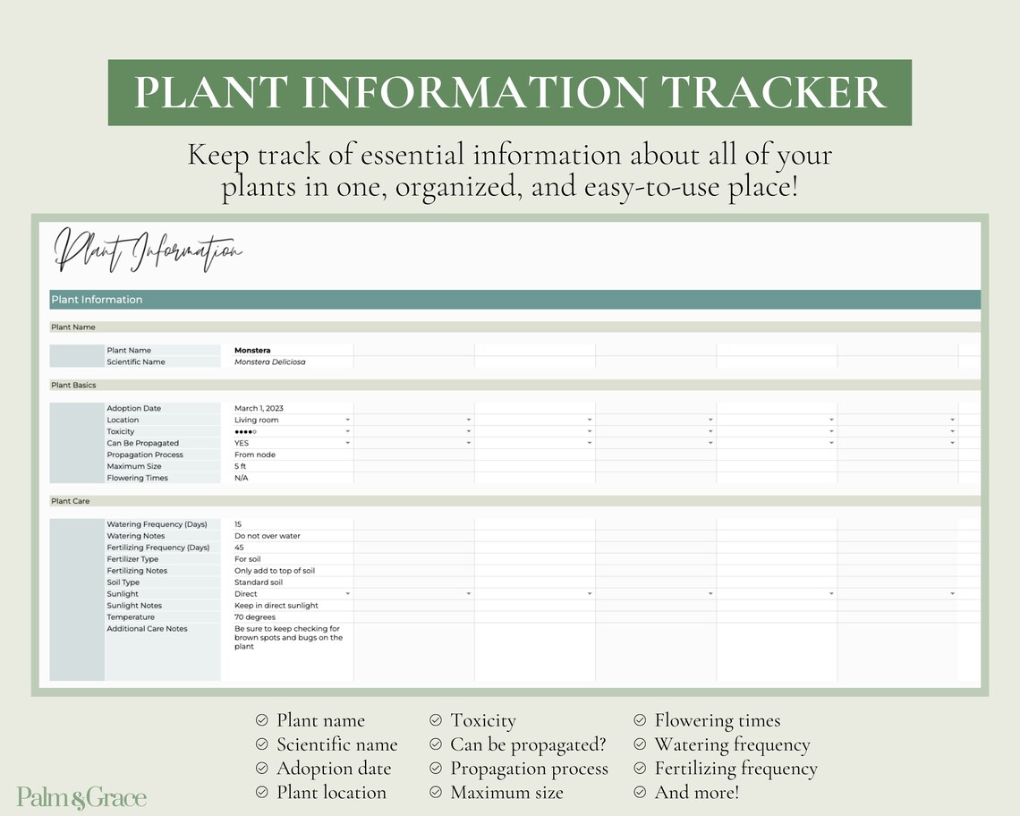 Google Sheets Houseplant Tracker, Plant Tracker Spreadsheet, Digital ...