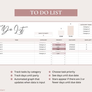 Digital Party Planner Spreadsheet, Google Sheets Birthday Party Planner ...