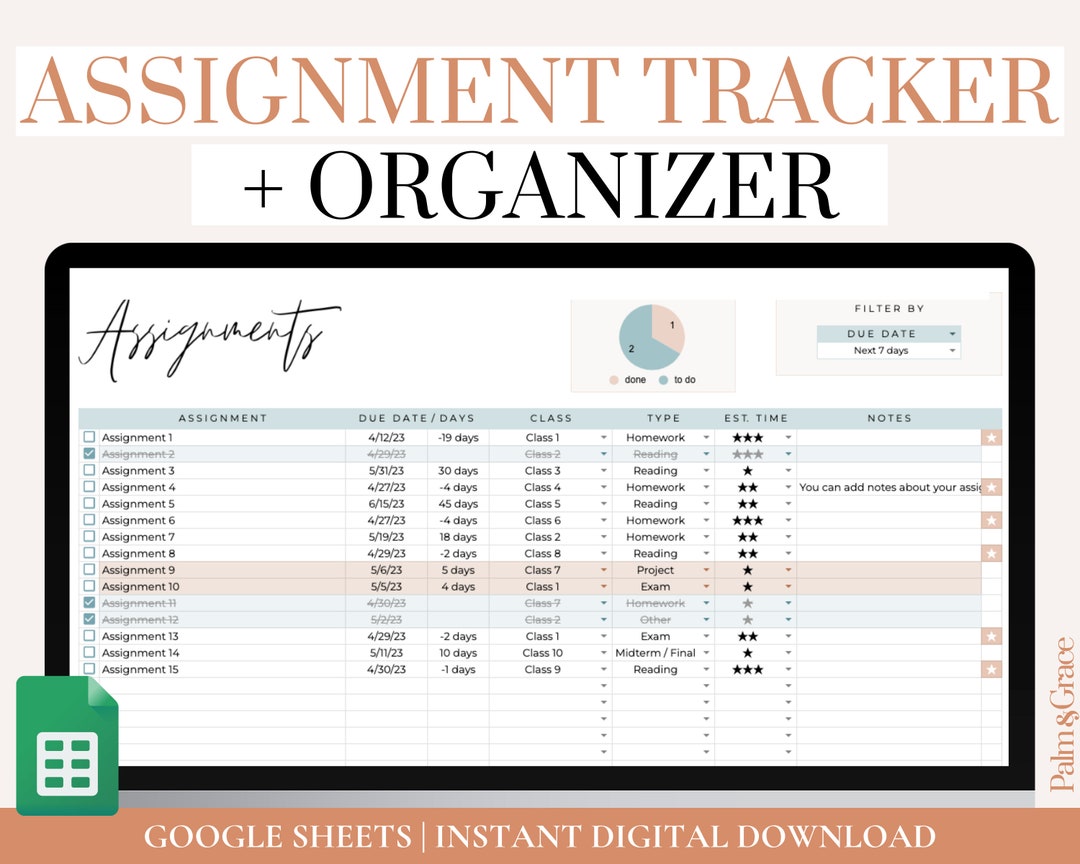 Assignment Tracker Spreadsheet, Google Sheets Assignment Tracker ...