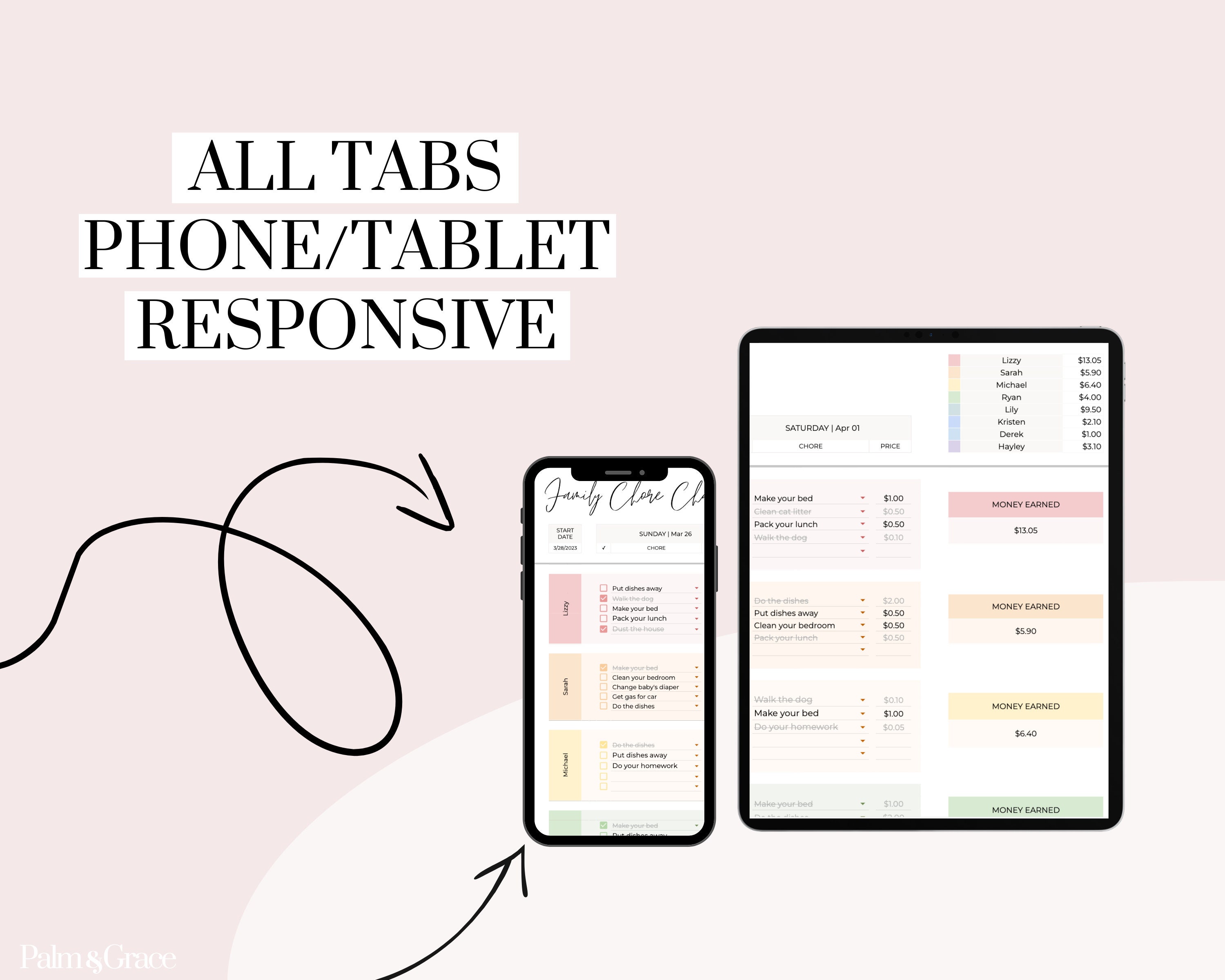 Google Sheets Family Chore Chart Template, Allowance Tracker, Digital ...