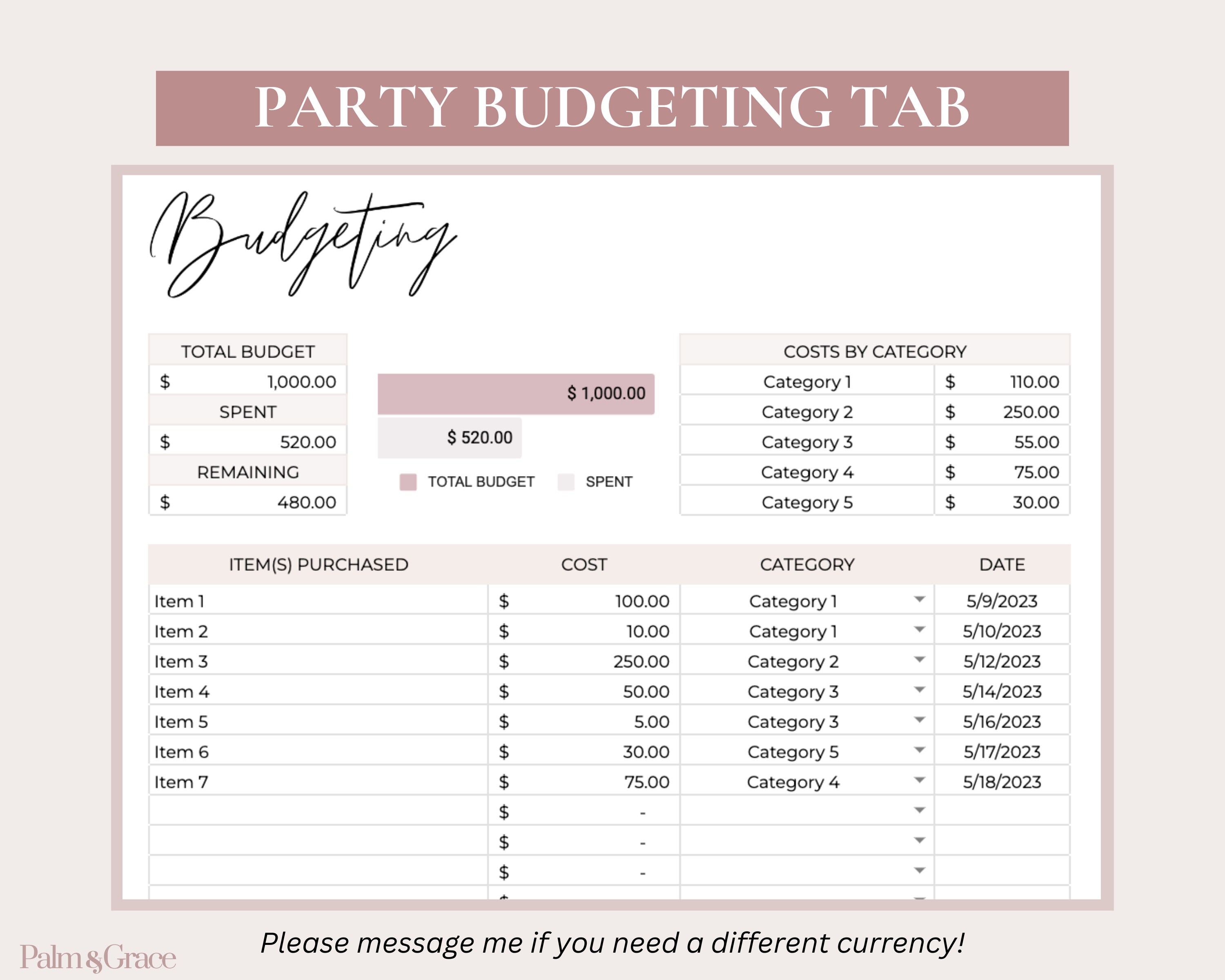Digital Party Planner Spreadsheet Google Sheets Birthday - Etsy