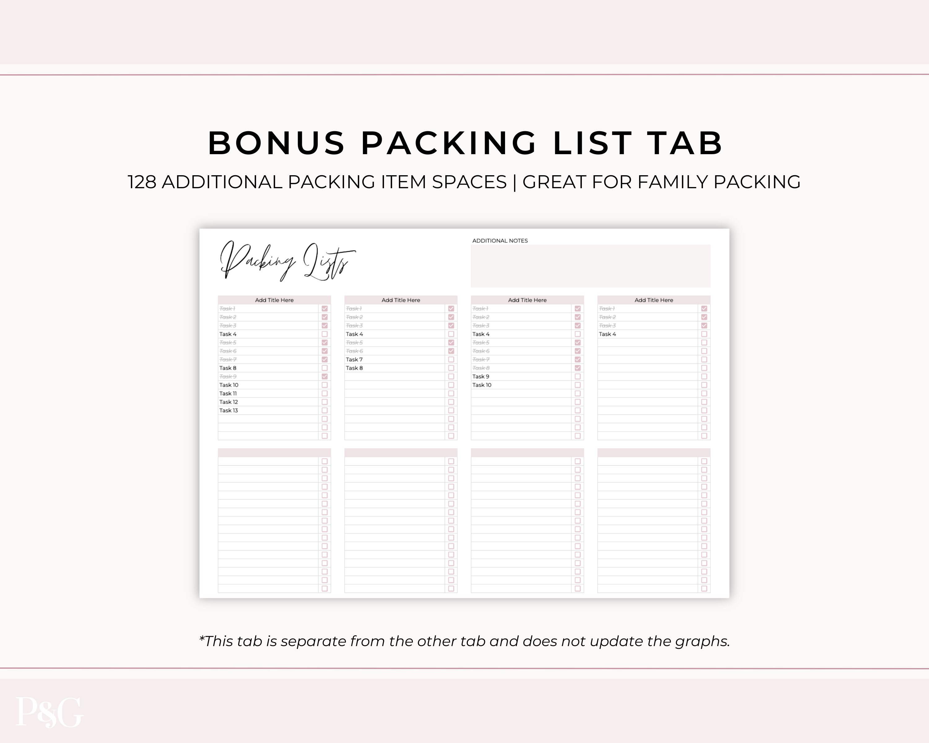 Packing List Spreadsheet Template, Editable Packing Checklist, Vacation ...