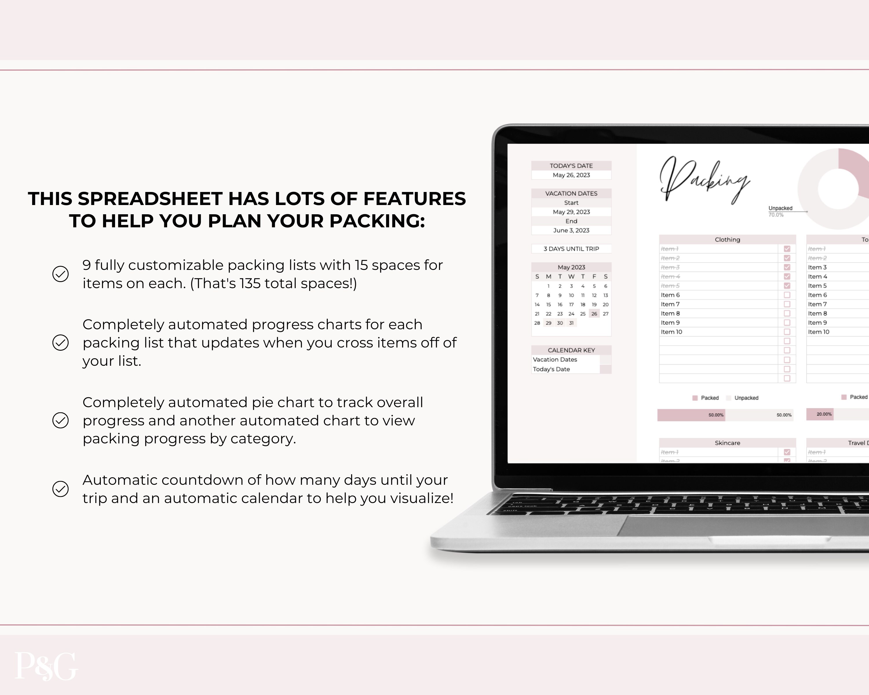 Packing List Spreadsheet Template, Editable Packing Checklist, Vacation ...