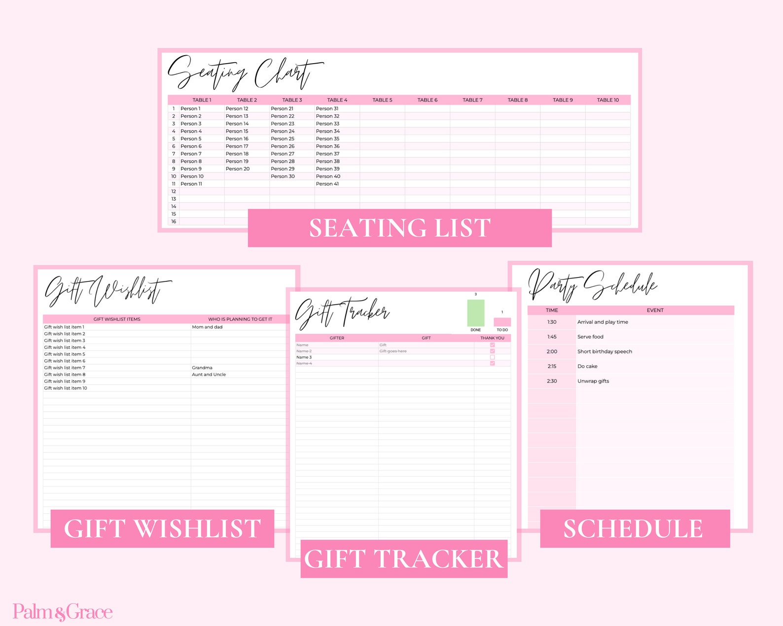 Birthday Party Planner Google Sheets, Digital Party Plan, Birthday ...