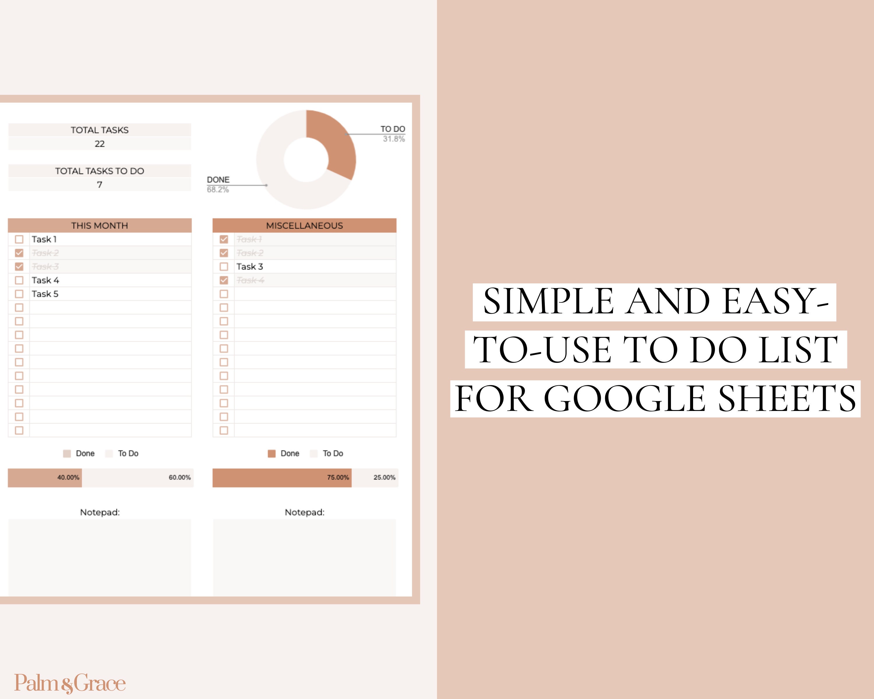 Digital to Do List Template, Editable to Do List Google Sheets, Task ...