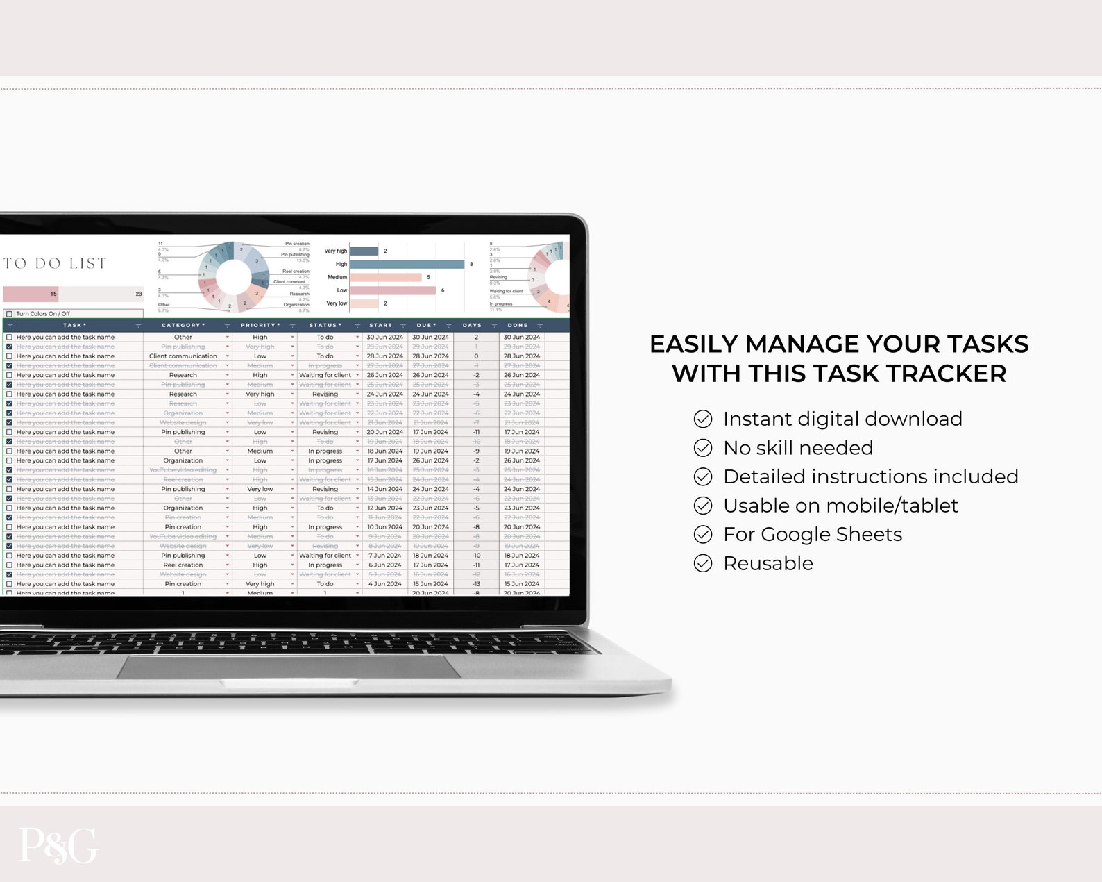 Task Tracker Spreadsheet, Google Sheets to Do List Template, to Do With ...