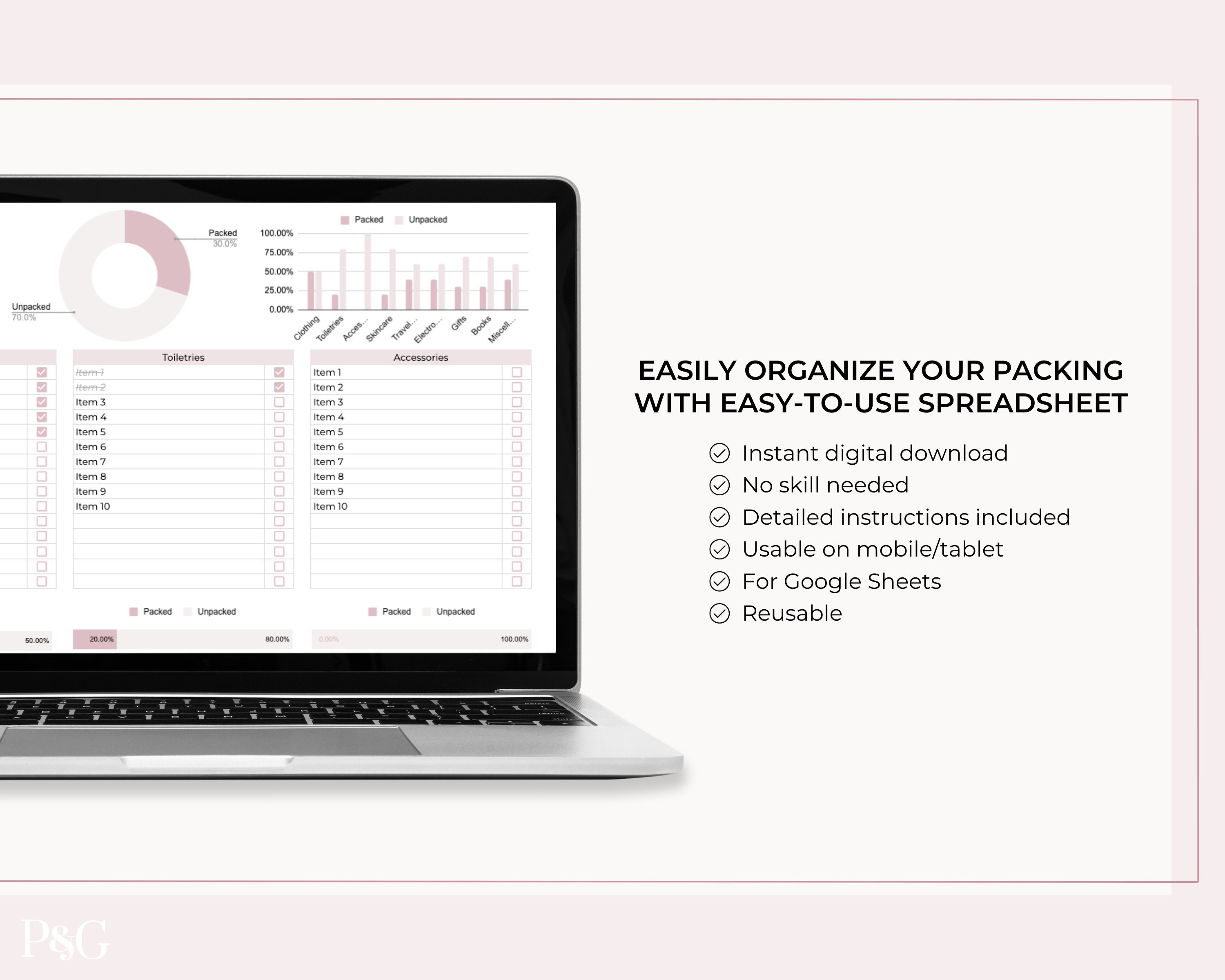 Packing List Spreadsheet Template, Editable Packing Checklist, Vacation ...