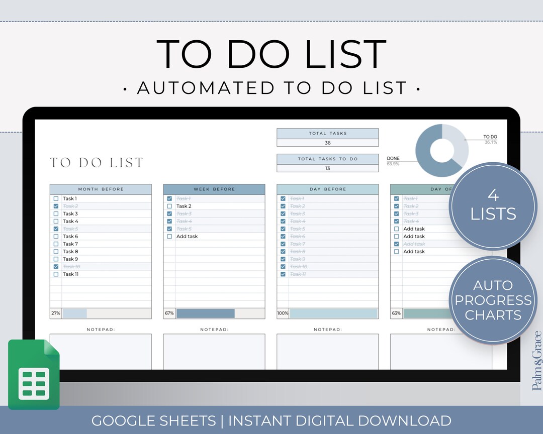 Google Sheets to Do List Template, Digital to Do List Spreadsheet, Task ...