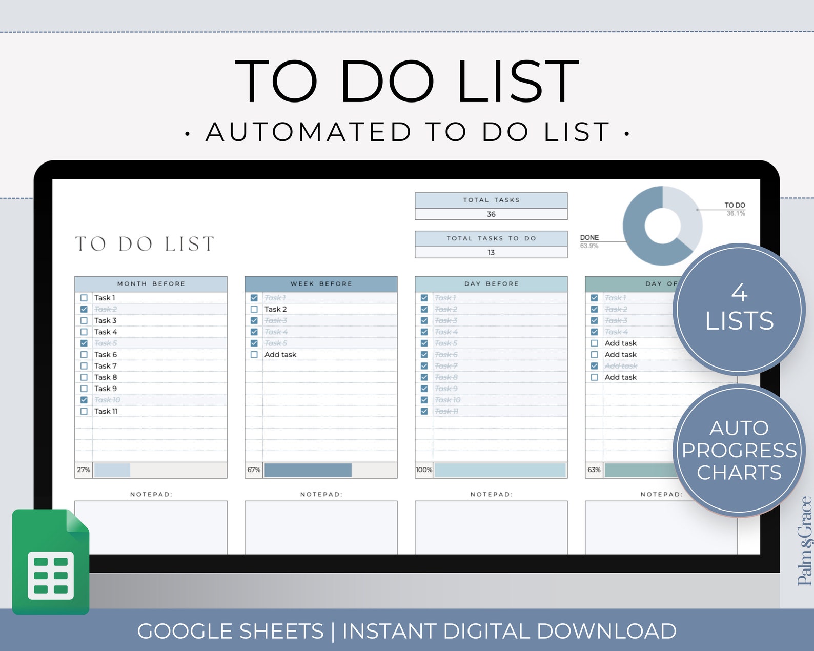 Google Sheets to Do List Template, Digital to Do List Spreadsheet, Task ...