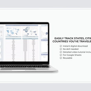 Travel Tracker Spreadsheet, Google Sheets Places Traveled Map, Digital ...