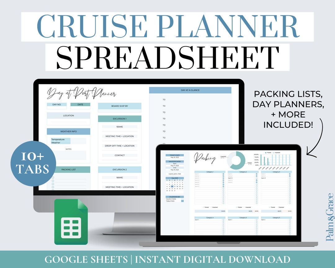 Digital Cruise Planner Spreadsheet, Cruise Packing List, Cruise ...