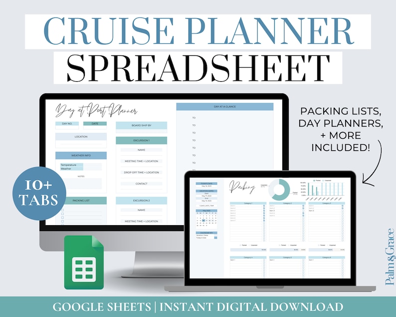 Digital Cruise Planner Spreadsheet, Cruise Packing List, Cruise ...