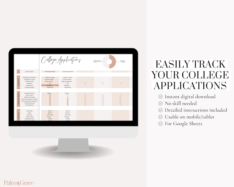 College Application Tracker Spreadsheet, Google Sheets College ...